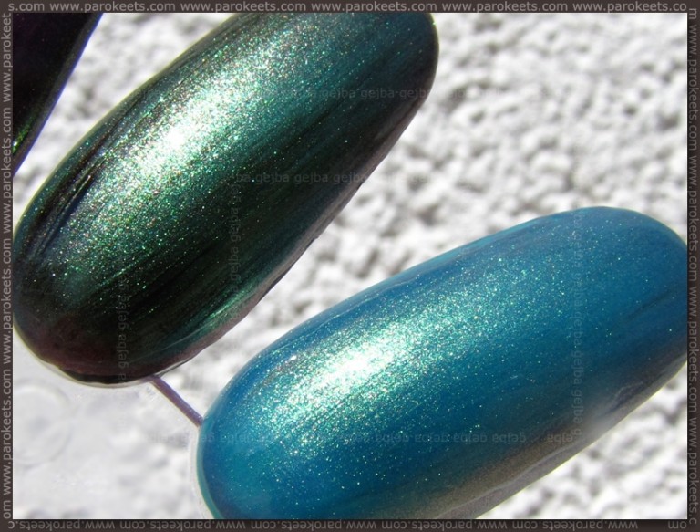 Max Factor Fantasy Fire and Dazzling Blue nail polish swatches