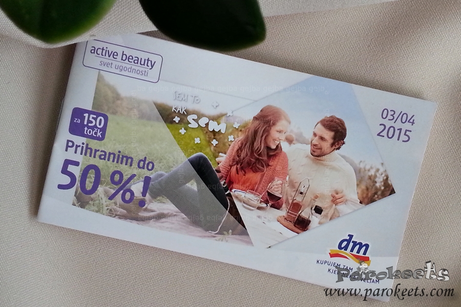 DM Active Beauty 150 točk kuponi (03/04 2015) | Parokeets (SL)